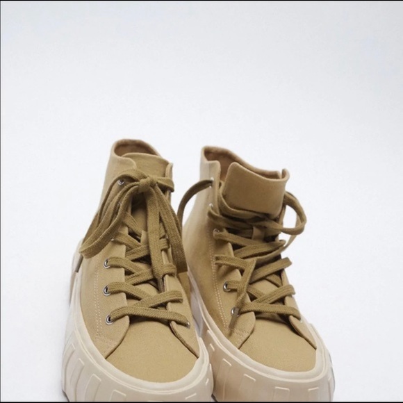 Zara | Shoes | Zara Khaki High Top Sneakers | Poshmark